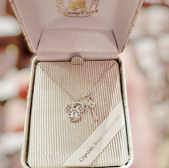 Disney | Jewelry | Disney Swarovski Crystal Mickey Key Lock Necklace ...